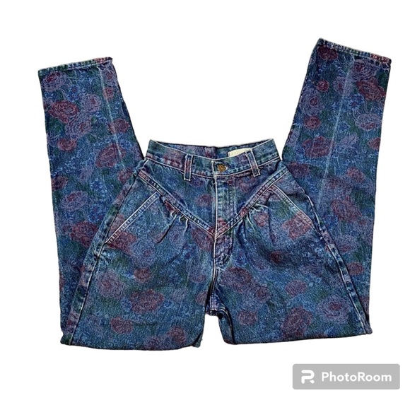 Vintage | Bottoms | Rare Vintage 8s Floral Print Jeans | Poshmark